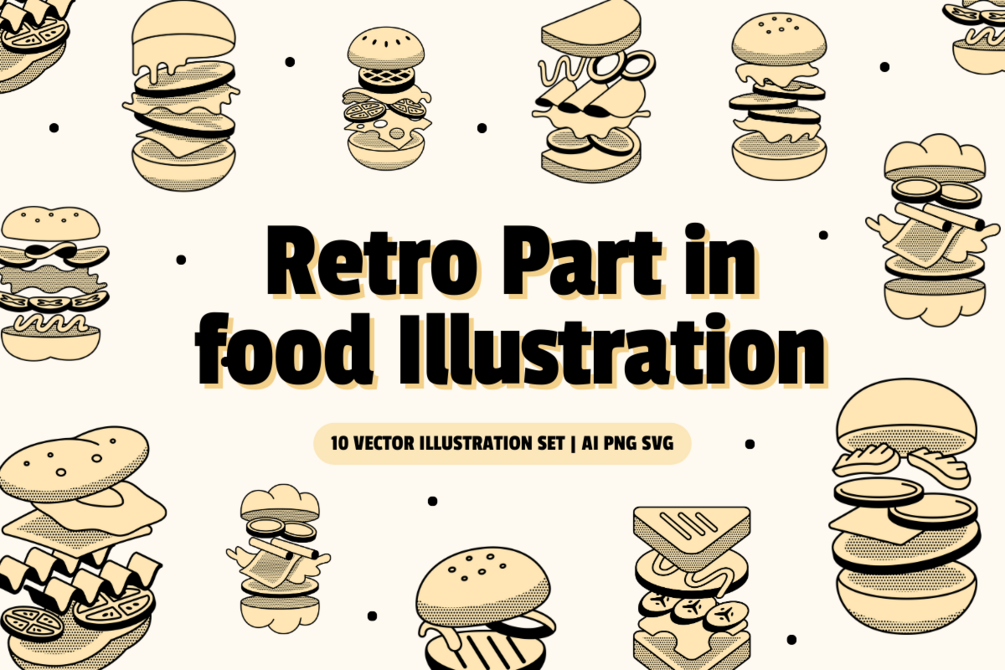 Retro Part In Food Illustration