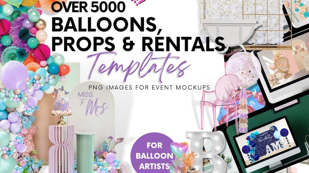 BALLOONS AND PROPS FOR EVENT STYLING 3D MOCKUP