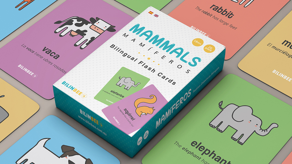 Bilingual Flash Cards, Spanish & English, Mammals Edition