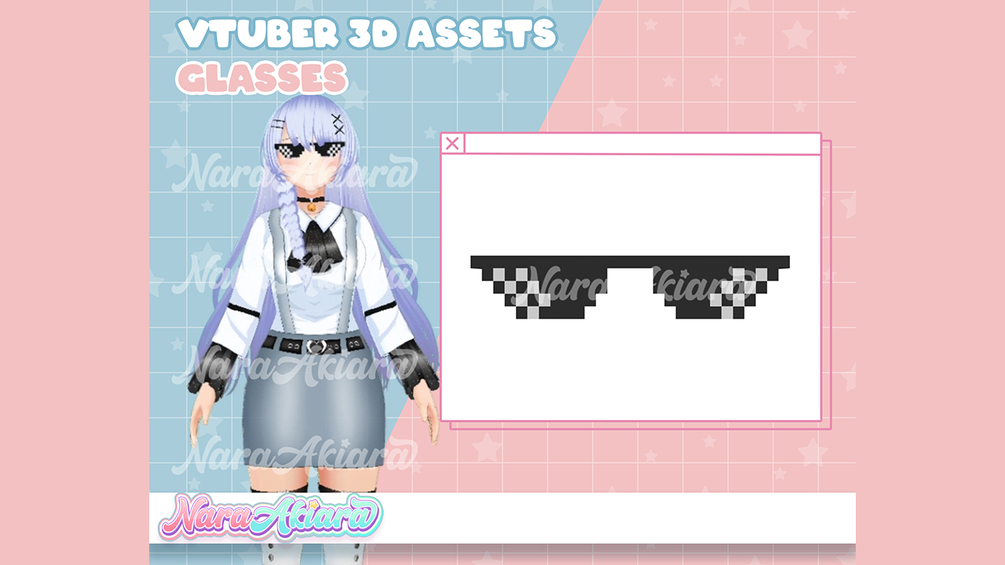 3D Vtuber Assets Glasses V1 vroid commission, 3D assets ready to use ...