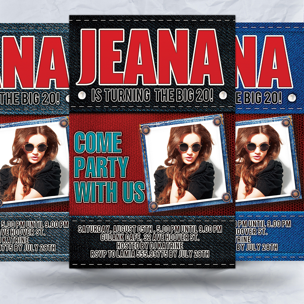 Jeans Style Birthday Invitation Card