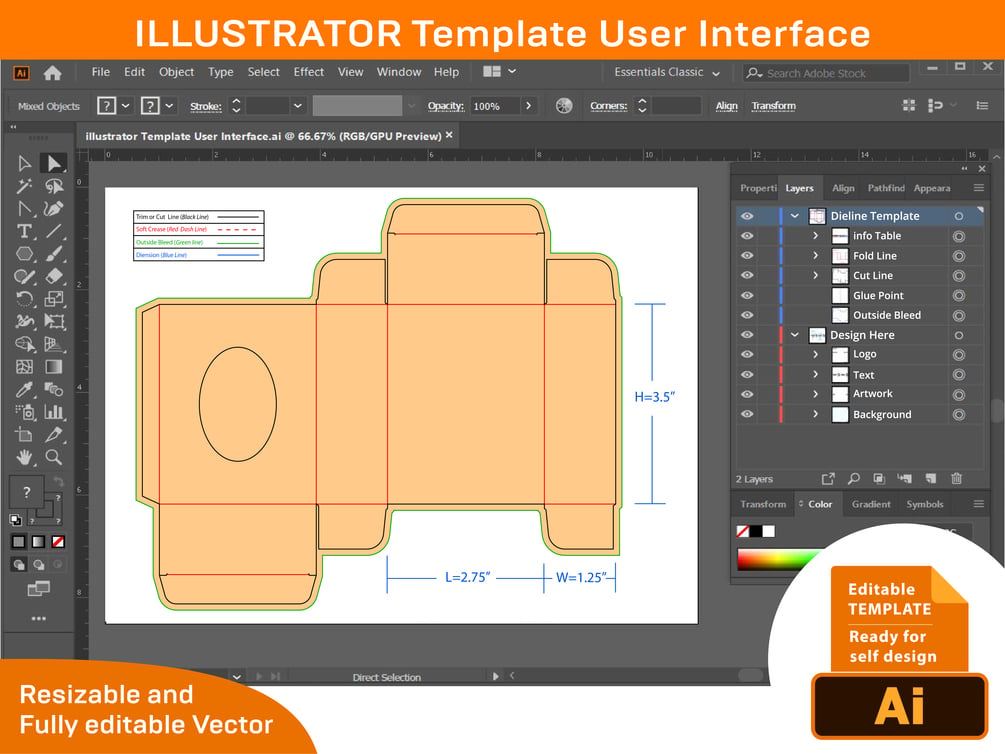 Soap Box Dieline Template VECTOR