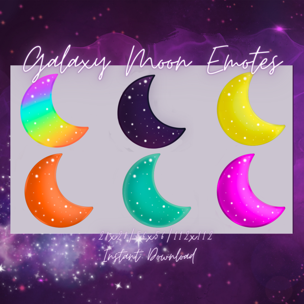 Galaxy Moon Emotes, Moon Emotes, Emotes for Twitch, Cute Emotes ...