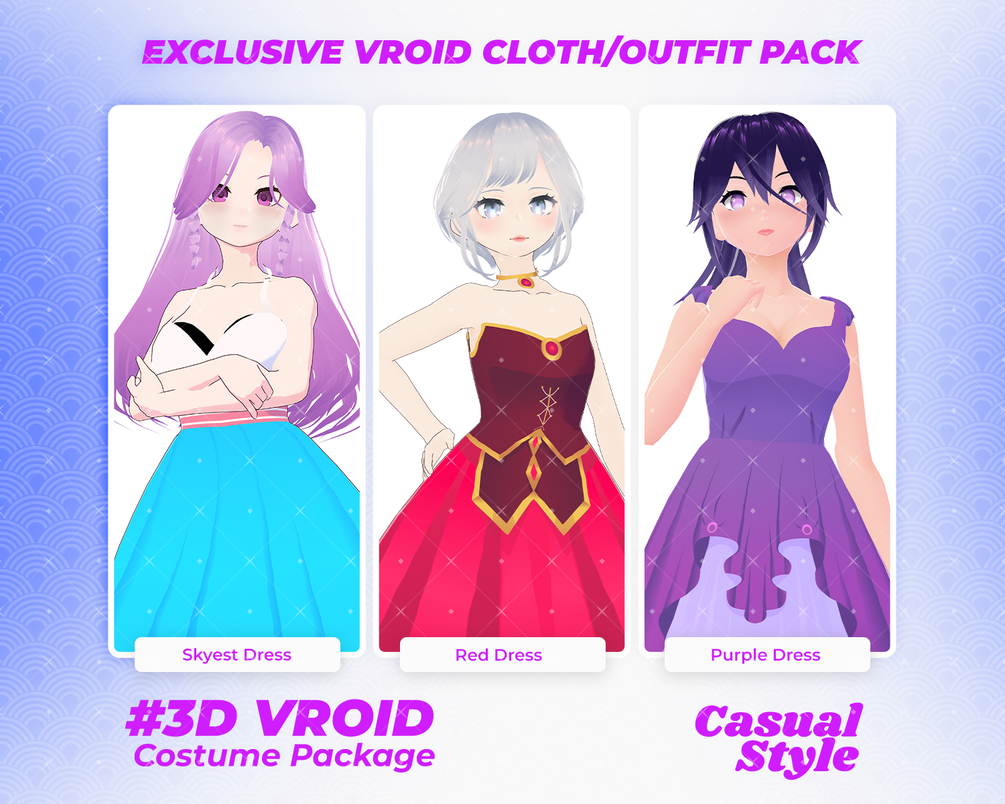 VRoid Clothing Pack, VRoid Outfit, Digital Fashion, Lady Avatar, Casual ...