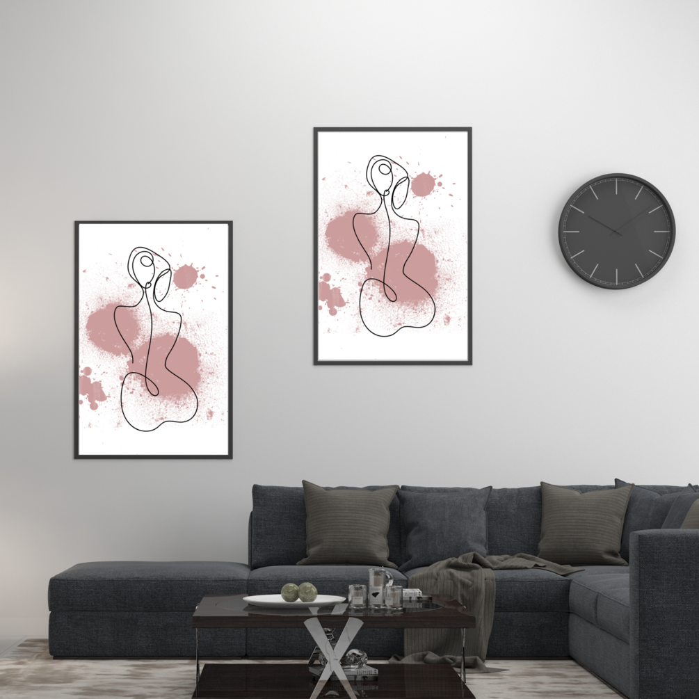 One Line Art | Minimalist Wall Décor | 2 Female Print Poster | Body ...
