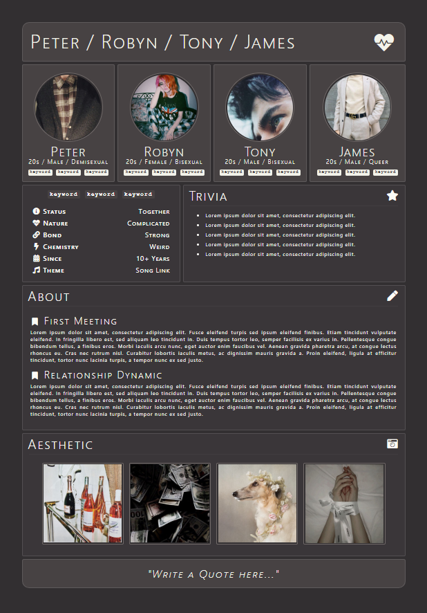 Toyhouse // Relationship Cards (3 Versions) [HTML]