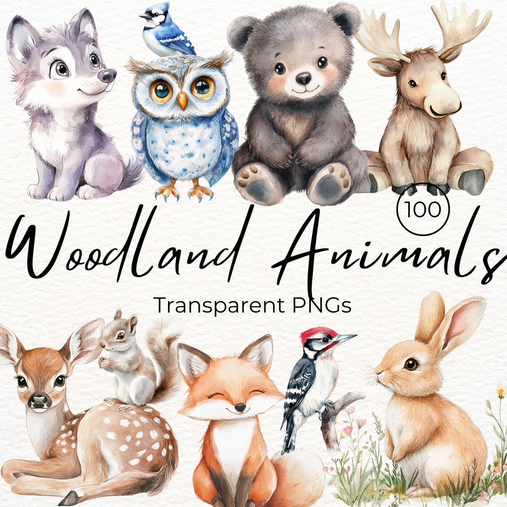 Woodland Animals - 100 Cliparts Bundle - 300DPI - Commercial Use ...