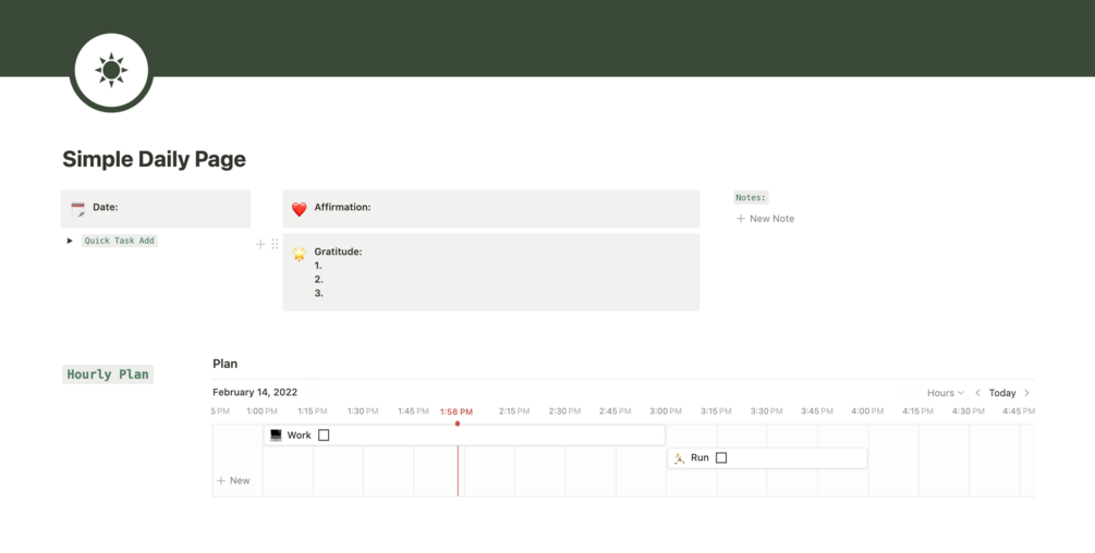 Simple Daily Page | Notion Template