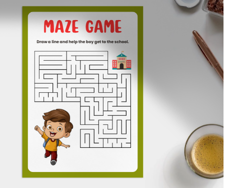 School Maze Game Printable – Fun Back to School Kids' Activity Sheet