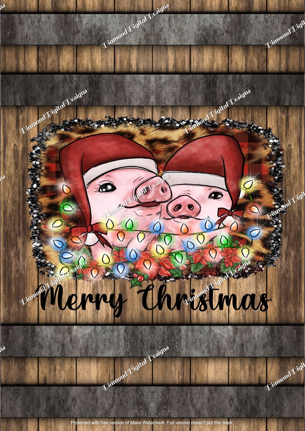 Cute Christmas Pigs Barrel Print Wrap Sublimation Design 20 oz skinny ...