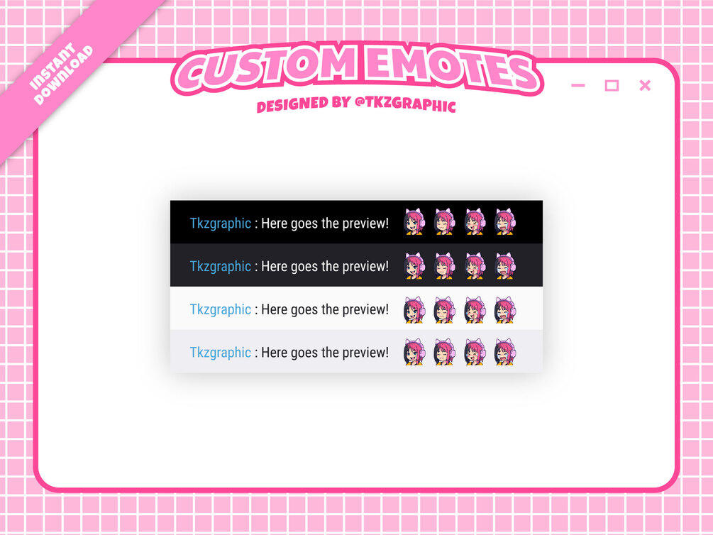 Kawaii Gamer Girl - Custom Twitch Emotes