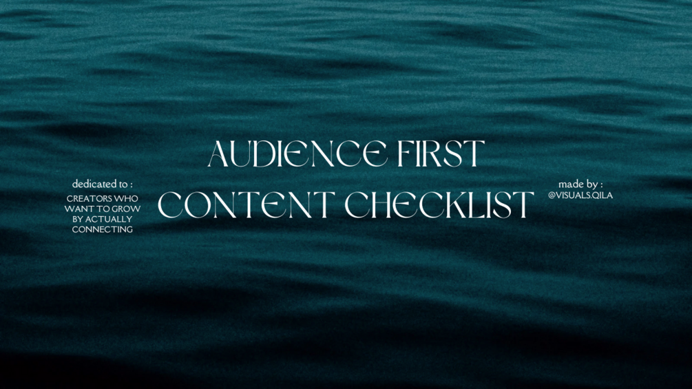 Audience First Content Checklist