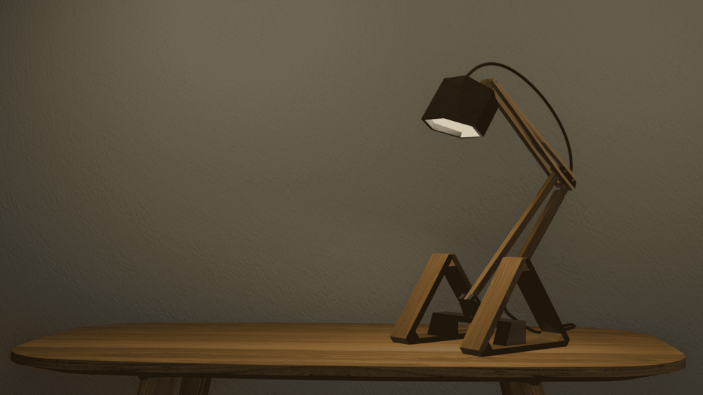 Stylized Wooden Desk Lamp 3D Model