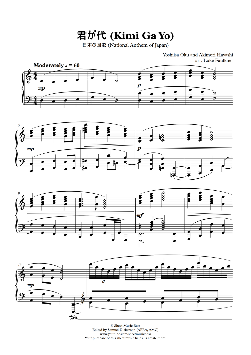 Kimi Ga Yo (Piano Sheet Music PDF, MIDI, and MP3)