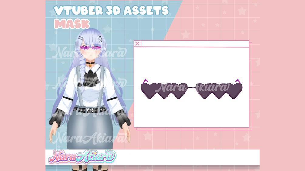 3D Vtuber Assets Glasses V20 vroid commission, 3D assets ready to use ...