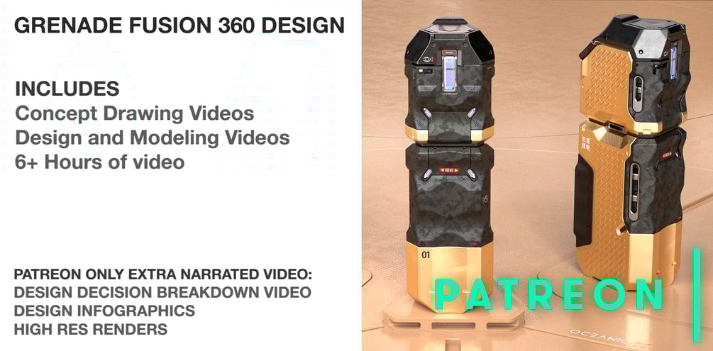 Scifi Hand Grenade Design and Modeling in Fusion 360