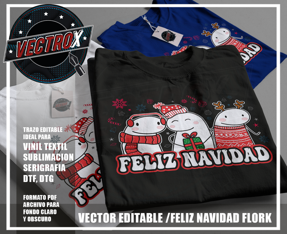 Vector Editable - Feliz Navidad Flork