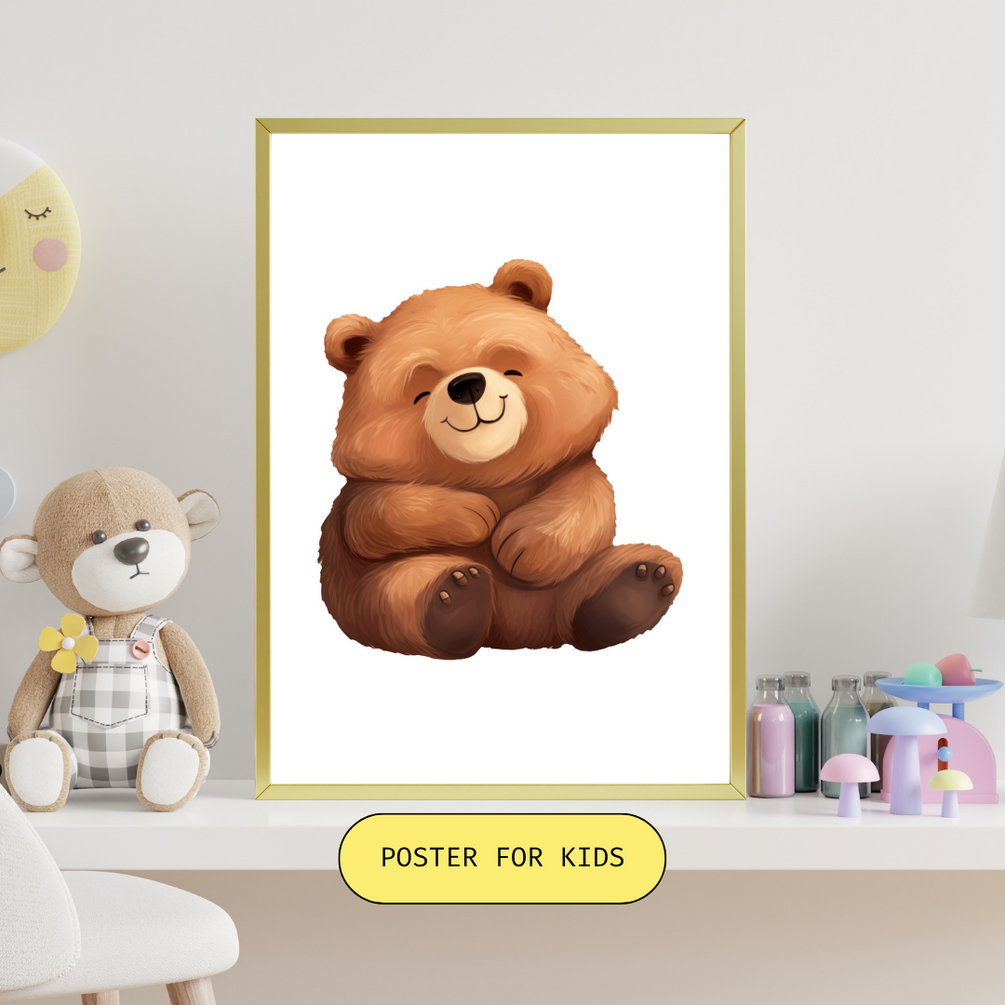 Cute Bear – Cute Printable Wall Art (3 Sizes, CMYK, Instant Download)