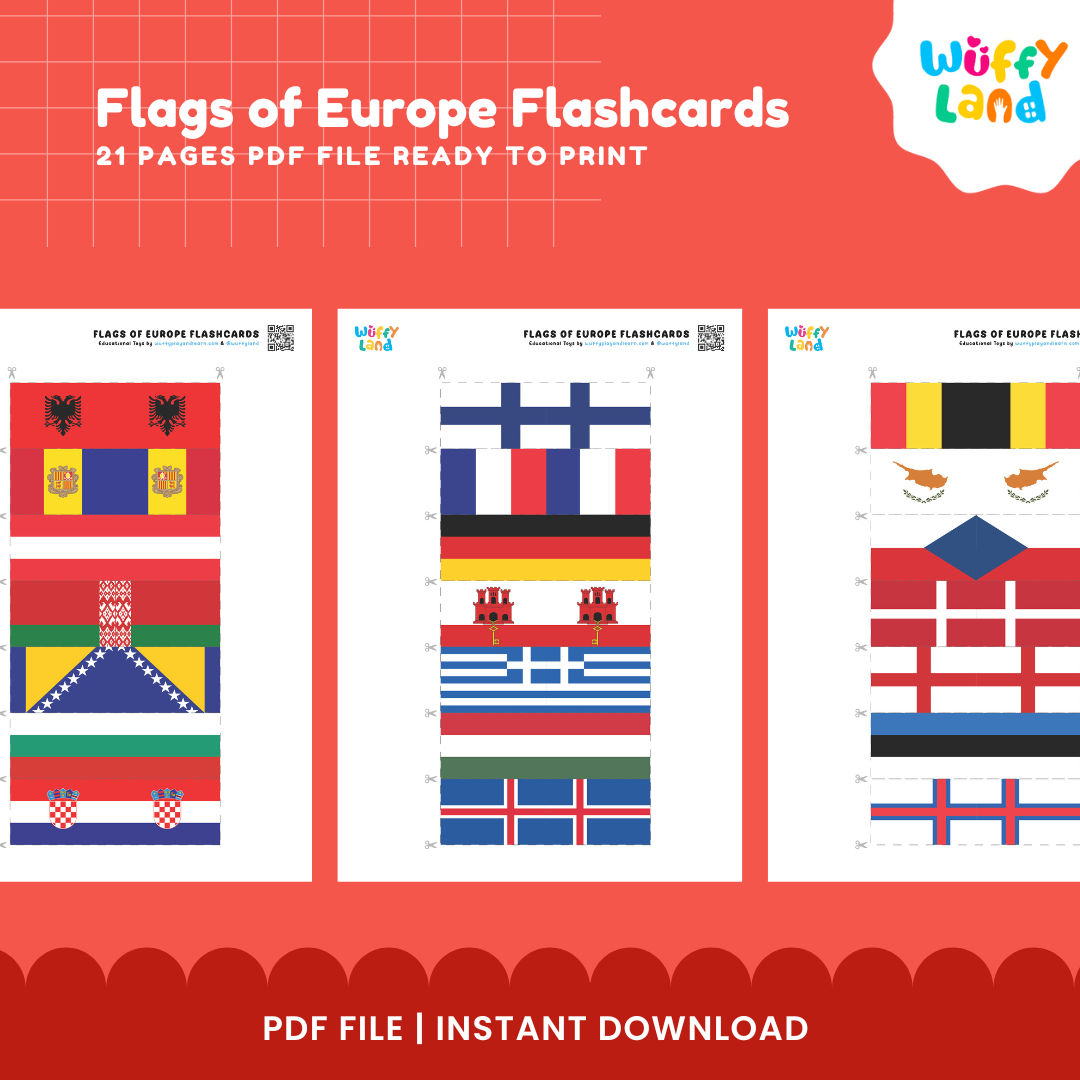 Flags of Europe Flashcards – 52 Printable Geography Cards for Kids ...