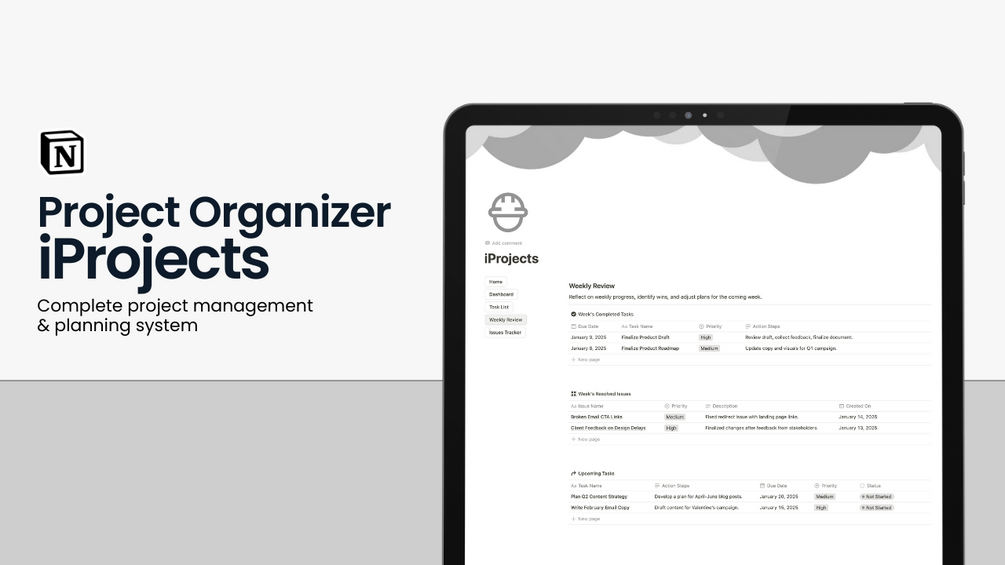 iProjects — Project Organizer Template for Notion