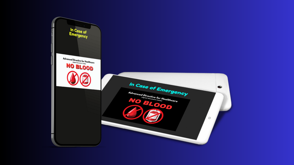 No Blood Card - Mediacl Directive for Your Wallet or Purse