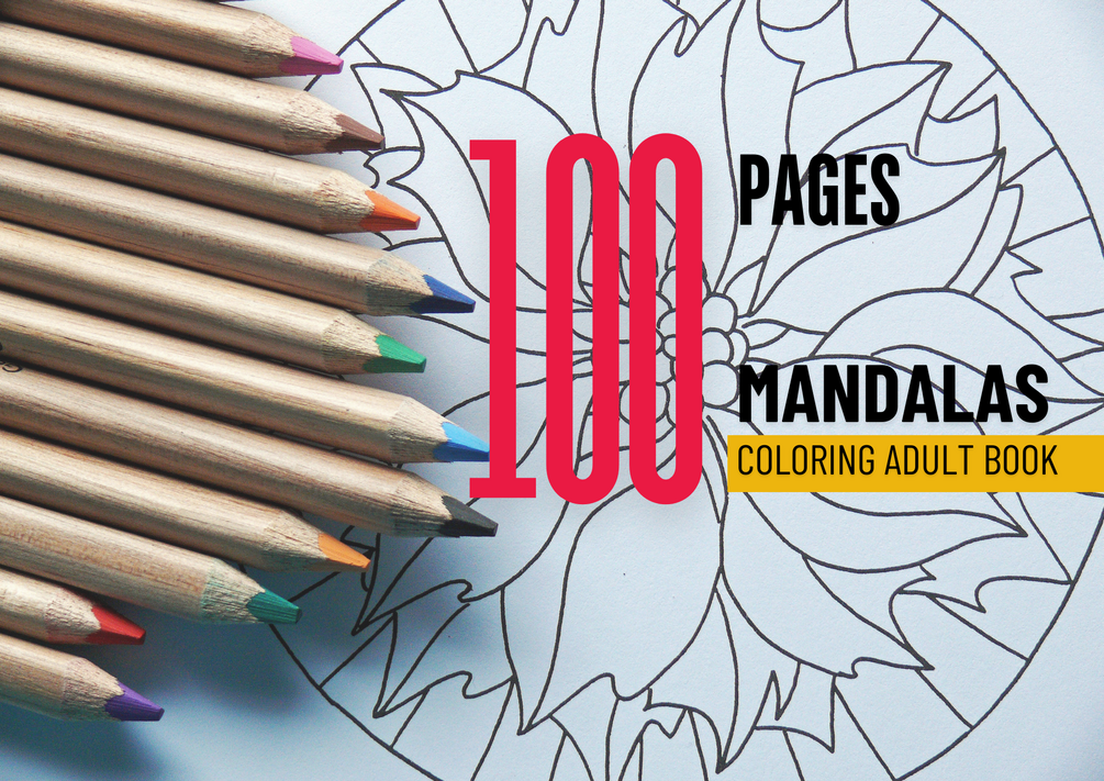 100 Mandalas Coloring Book, PDF, Printable Coloring Pages, Simple ...