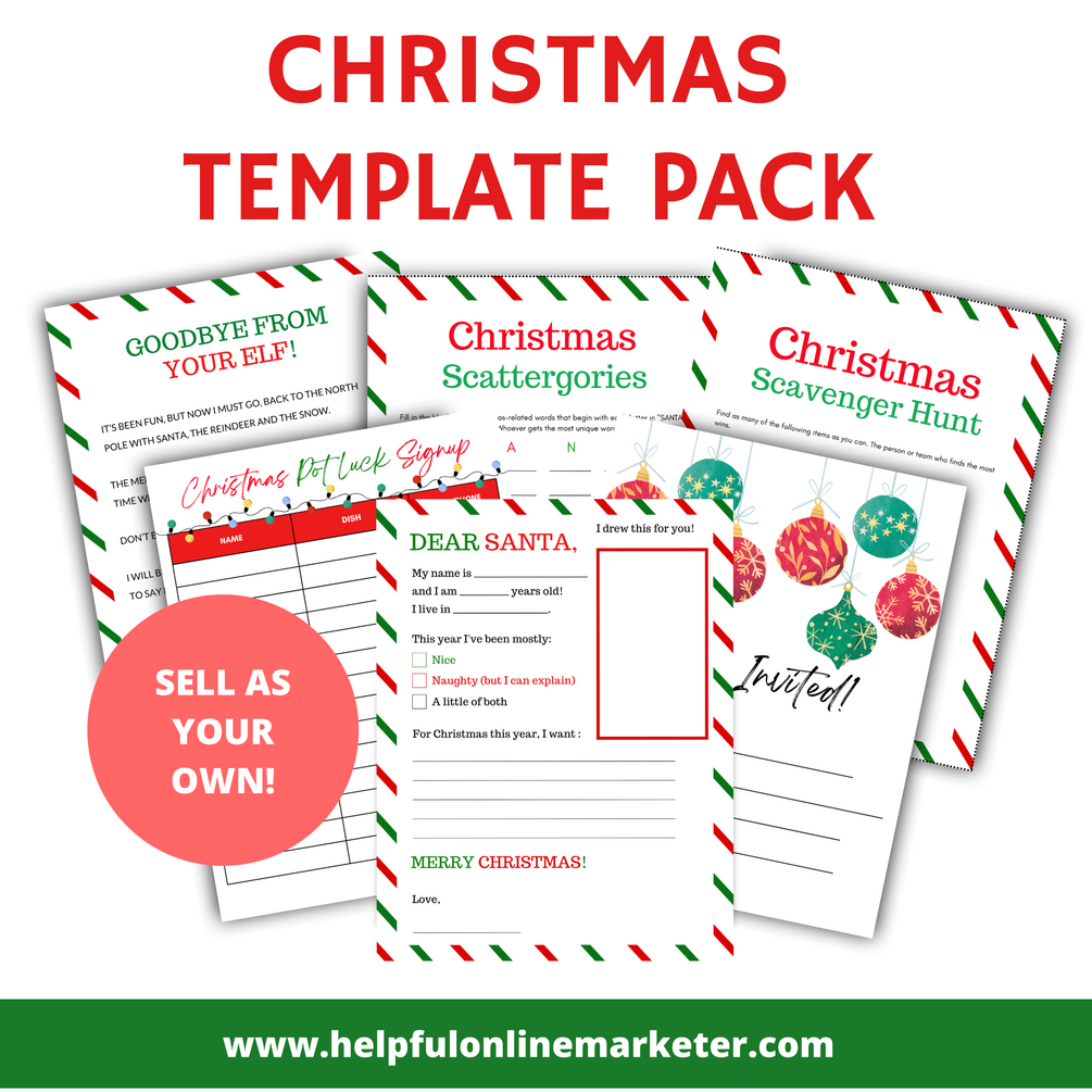 Christmas Printable Template Pack with Commercial Rights