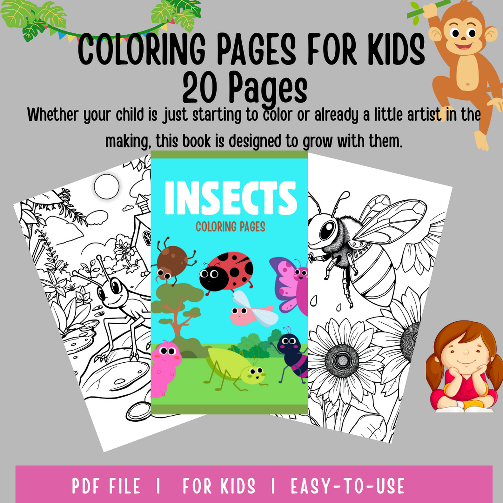 (BRAVOBASIL): Friendly Loving Insects Coloring Book