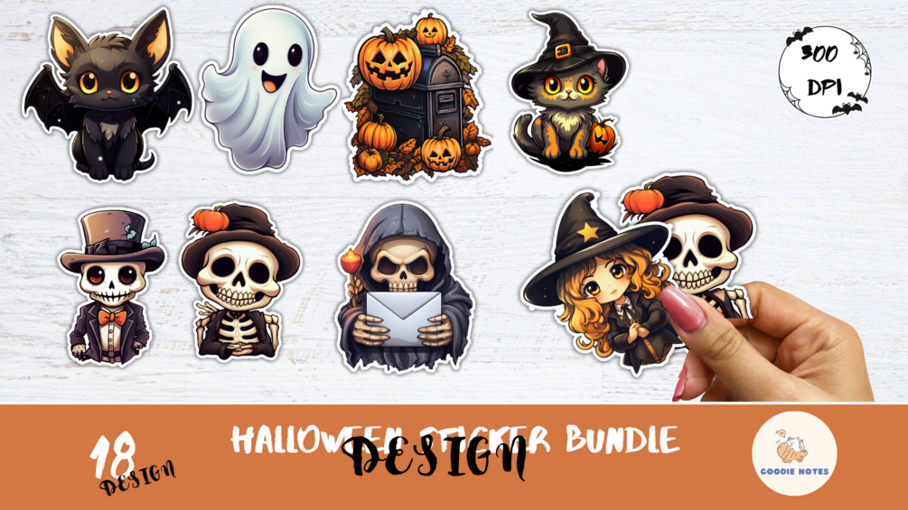 Halloween Sticker PNG Bundle ,GoodNotes Stickers, Pre-Cropped PNG ...
