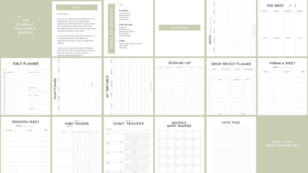 the student printable bundle :)