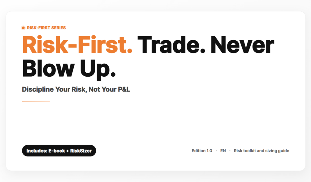 Risk-First. Trade. Never Blow Up. - E-book + RiskSizer