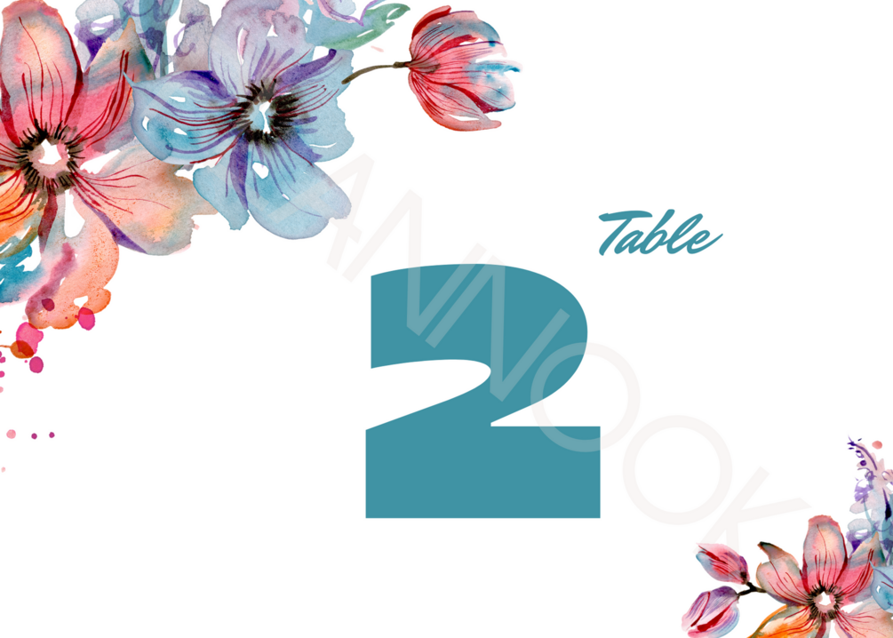 Digital Product: Table Numbers-Watercolor