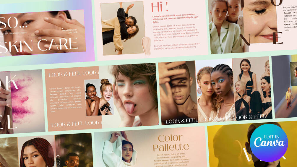 Advert, TV & Film Treatment Deck template designed for Canva