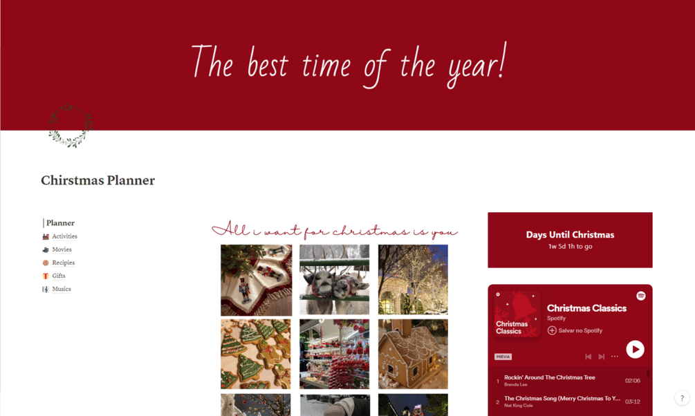 Notion Christmas Planner, Digital Planner, Christmas Template