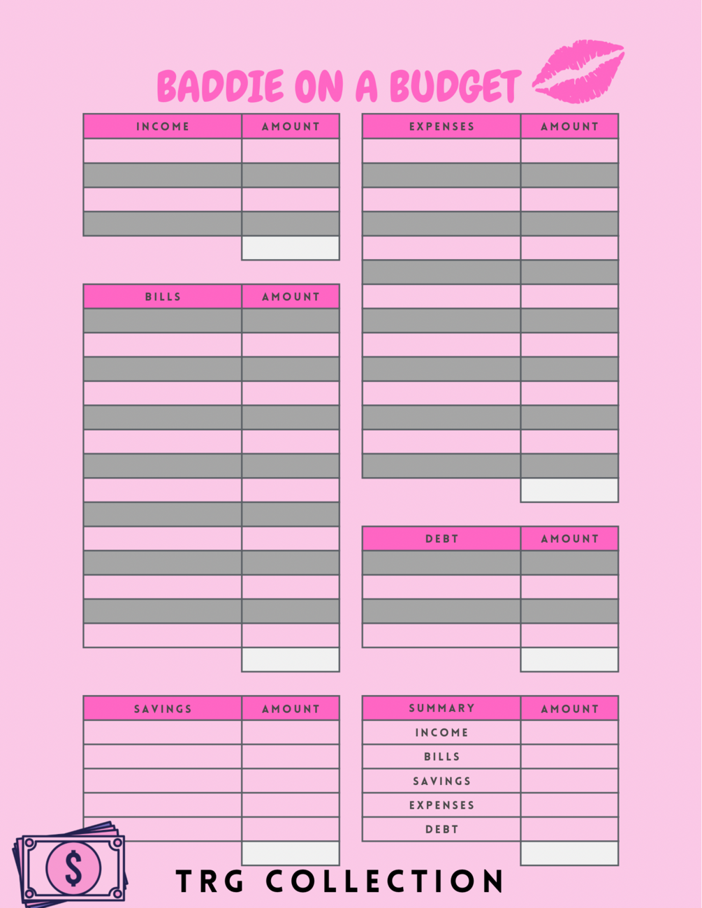 Digital baddie on budget planner