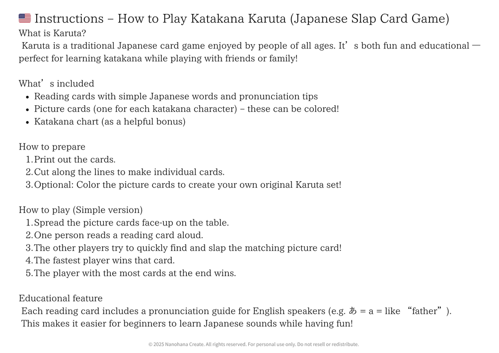 Katakana Slap Card Game – Learn Japanese Through Play – Printable PDF ...