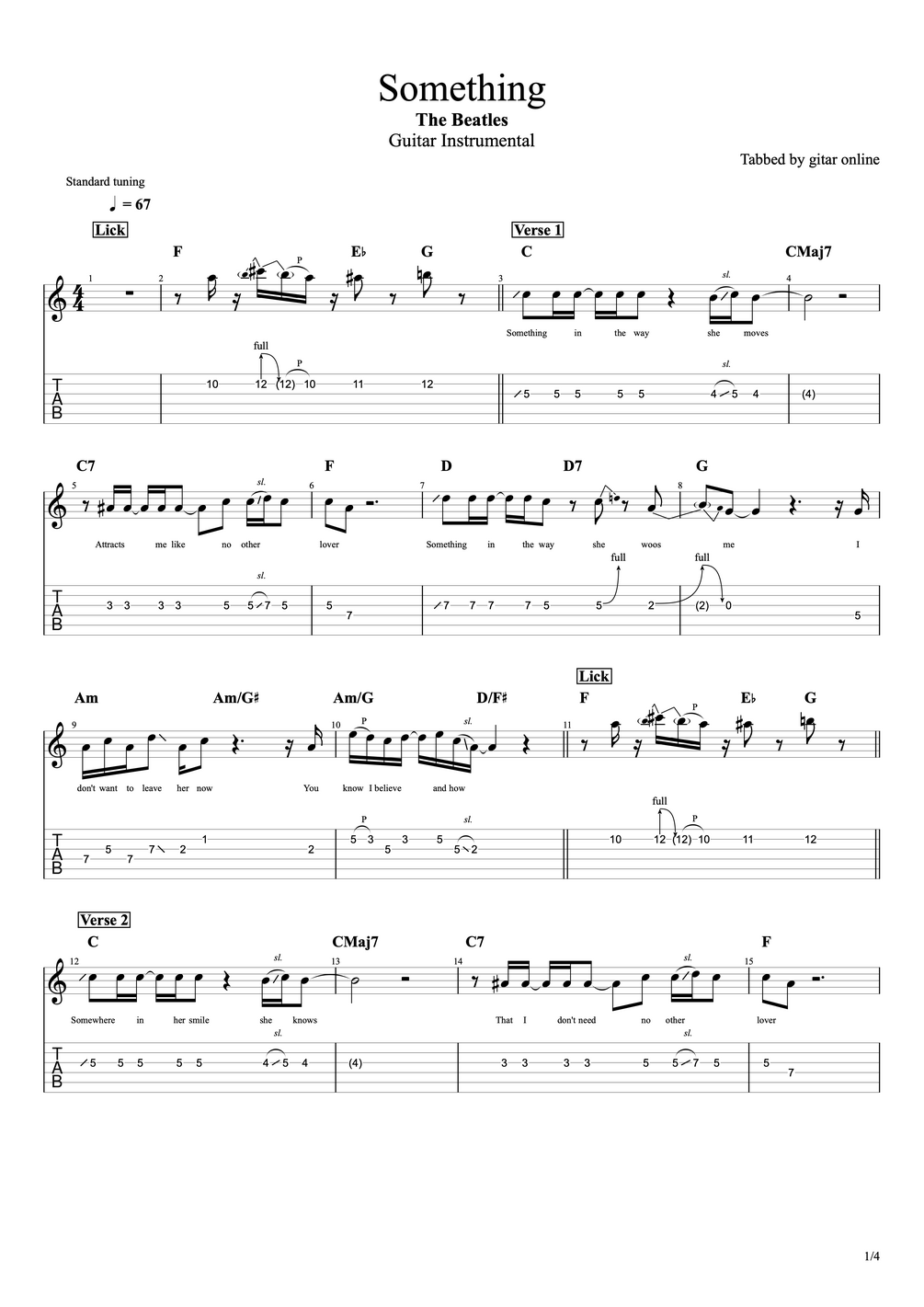 TAB. Something - The Beatles (PDF+Backing Track)
