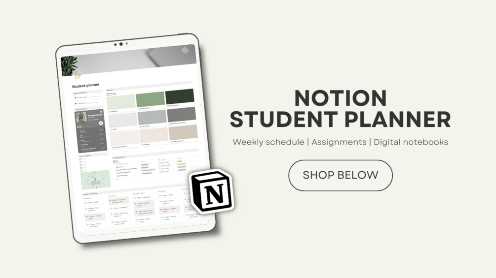 Student Planner Notion Template / Notion Student Planner