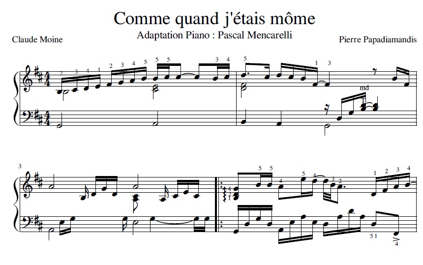 Eddy Mitchell - Comme quand j'étais môme - Piano Solo