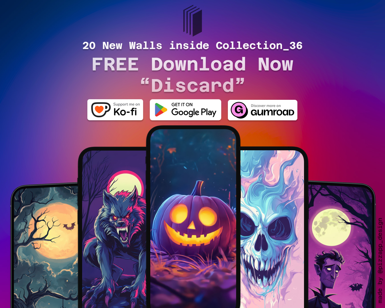 ⭐️ FREE ⭐️ 20 New Spooky Wallpapers {Available inside Discard Collection} - PizzApp Design
