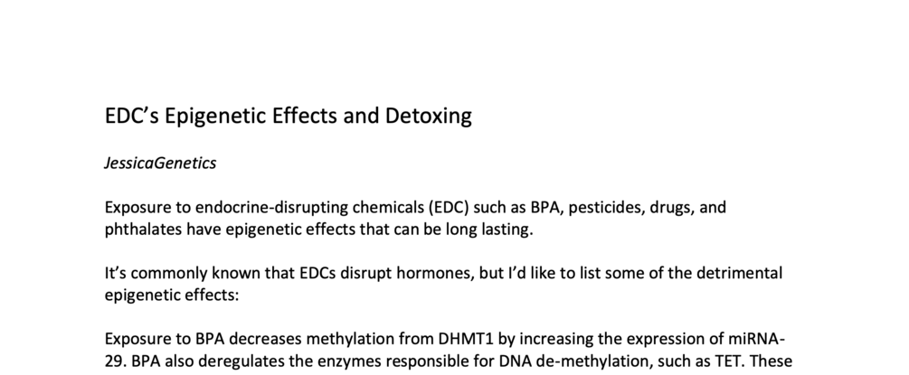 EDC's Epigenetic Effects & Detoxing