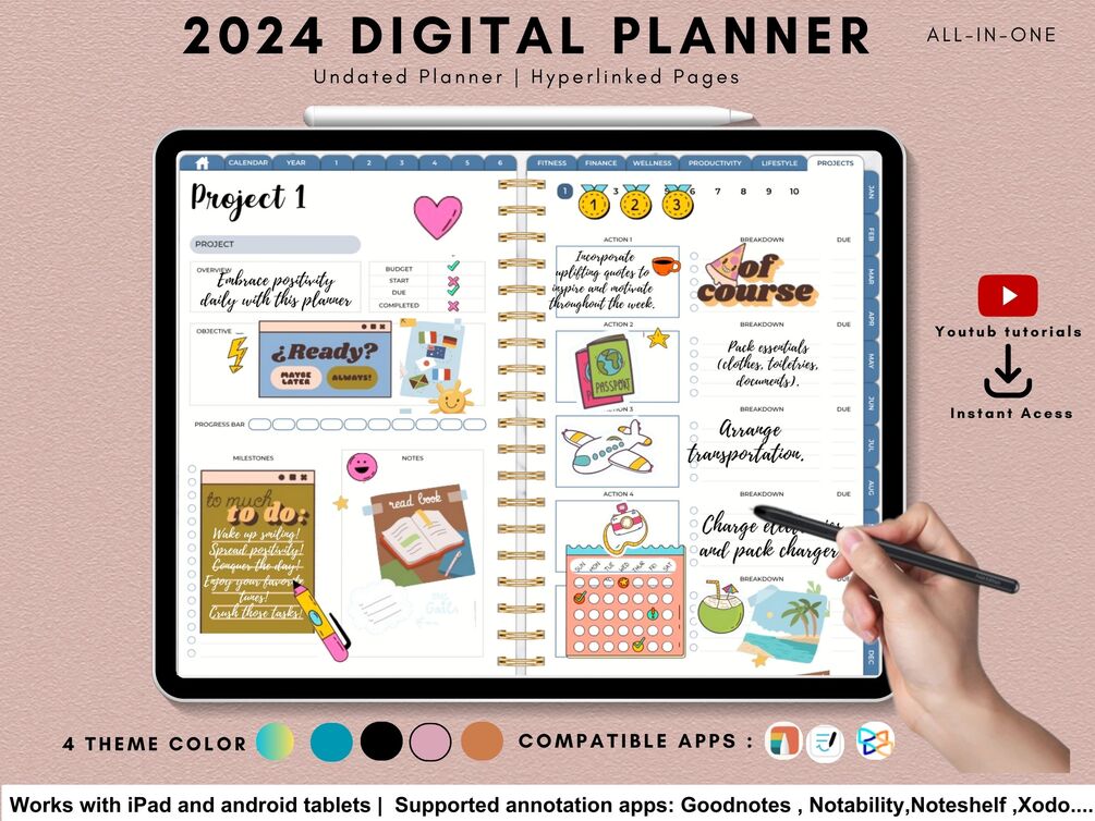 floral digital planner