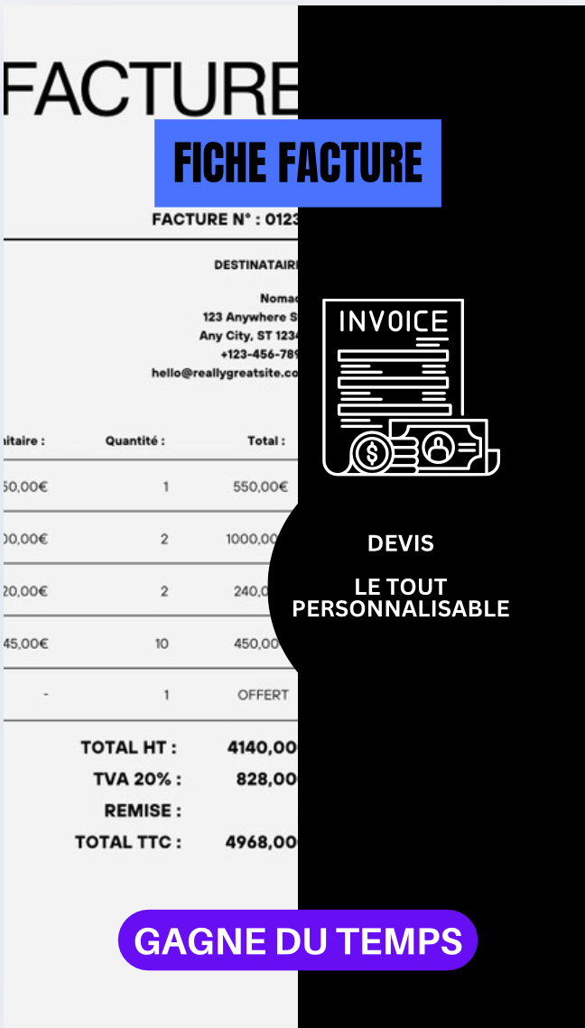 Template Facture & Devis (100% Modifiable) – Prêt à l’Emploi
