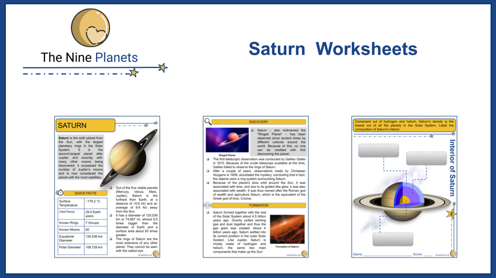 Saturn Worksheets for Kids