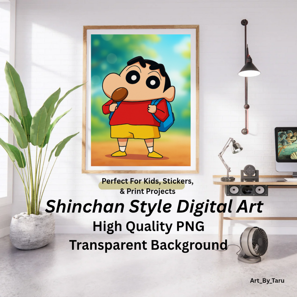 Shinchan Style Digital Art | PNG File | Transparent Background