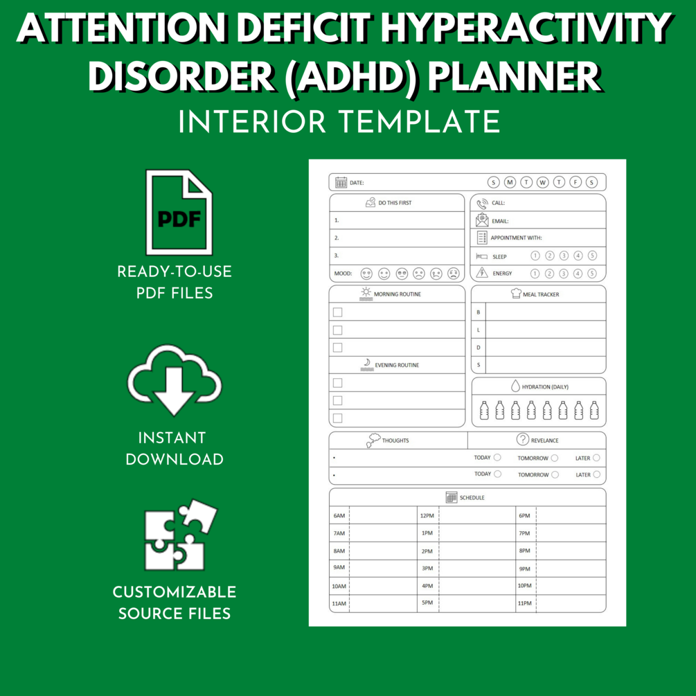 Attention Deficit Hyperactivity Disorder (ADHD) Planner Amazon KDP ...