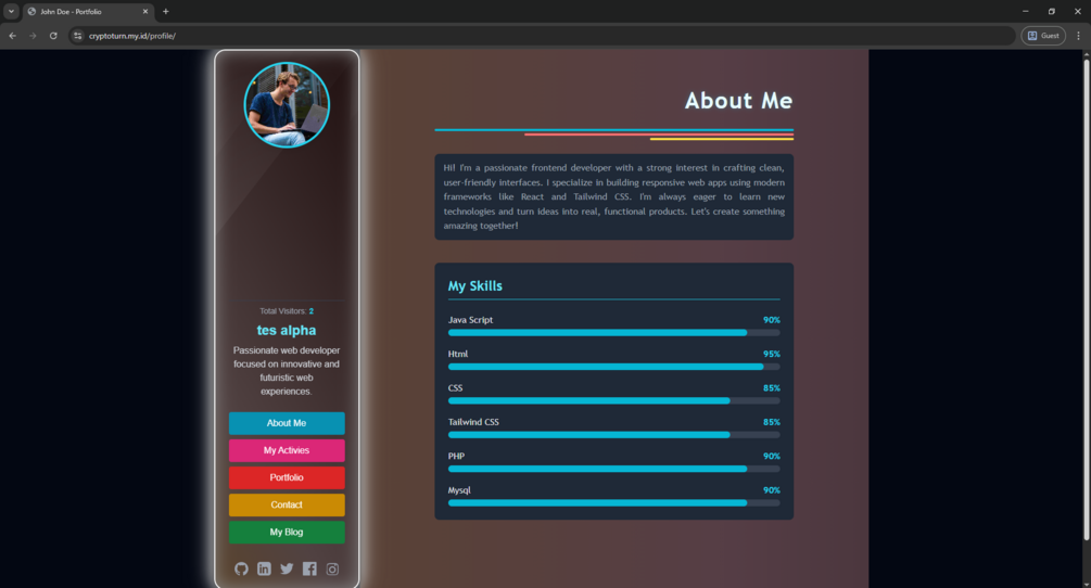Personal Profile Portfolio Website + Admin Panel