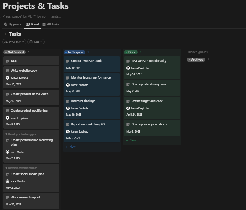 Project and Task Manager