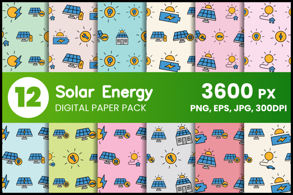 Solar Energy 12 Digital Paper Set