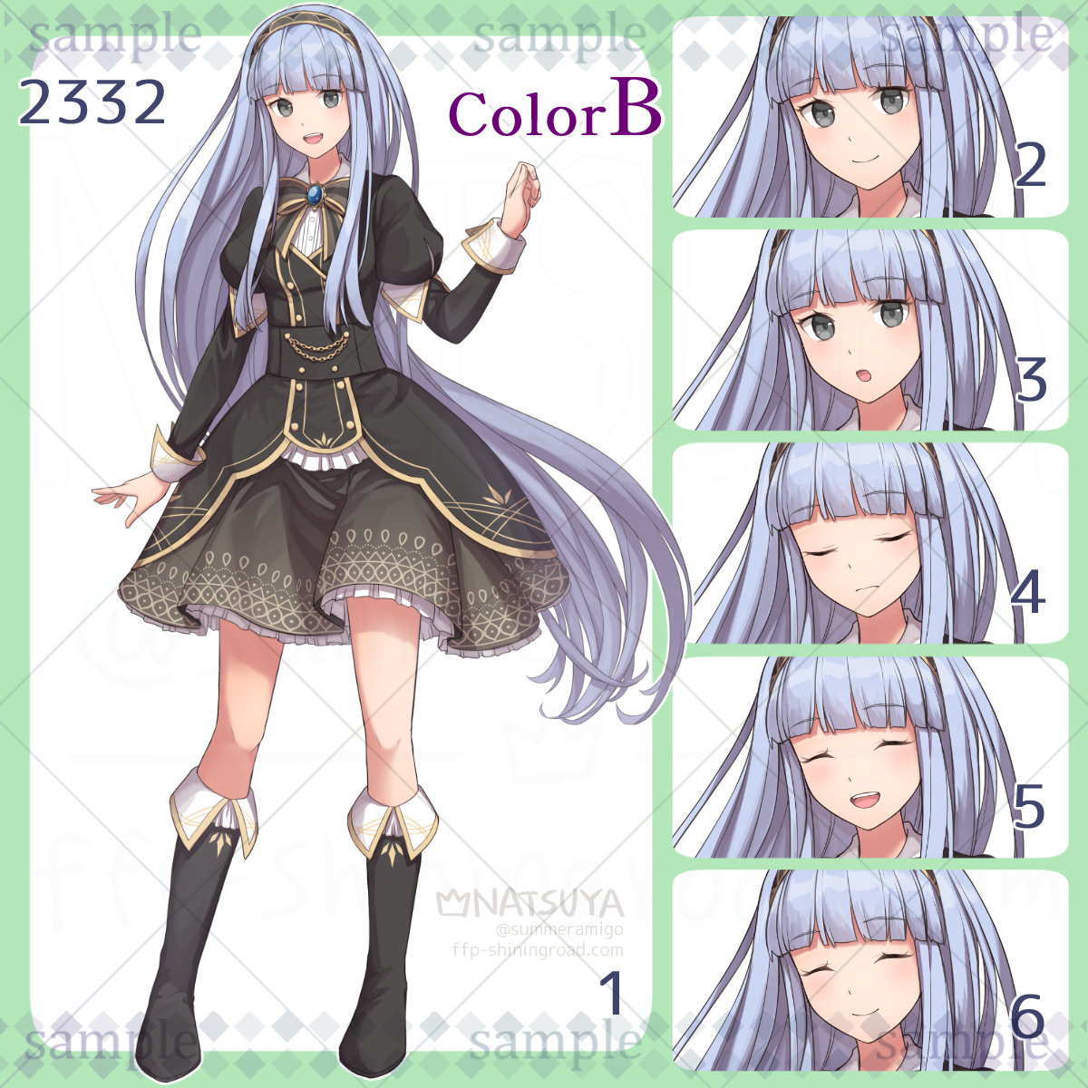 Anime Character Art Pack: 2332-colorA/B - 6 Expressions | Image: Woman ...